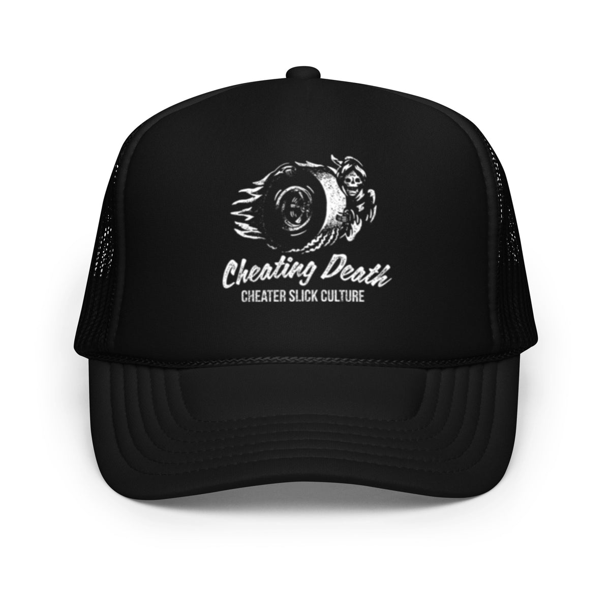 Cheating Death Trucker Hats (Black/Black)