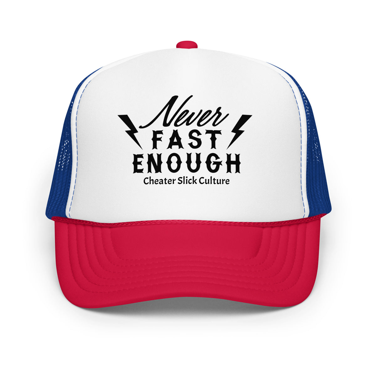 Never Fast Enough Trucker Hat (Red/White/Blue)