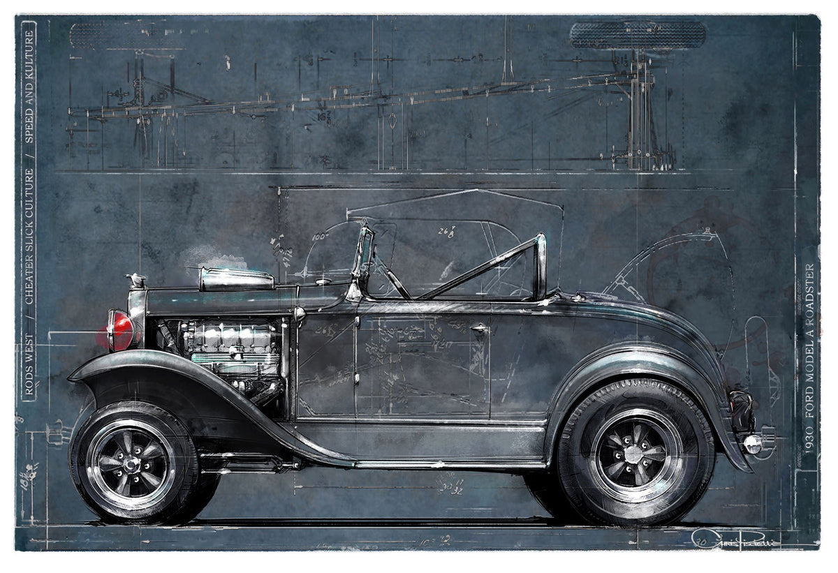 Don Waldron's A/A Roadster Blueprint POSTER - by Piscitelli Design